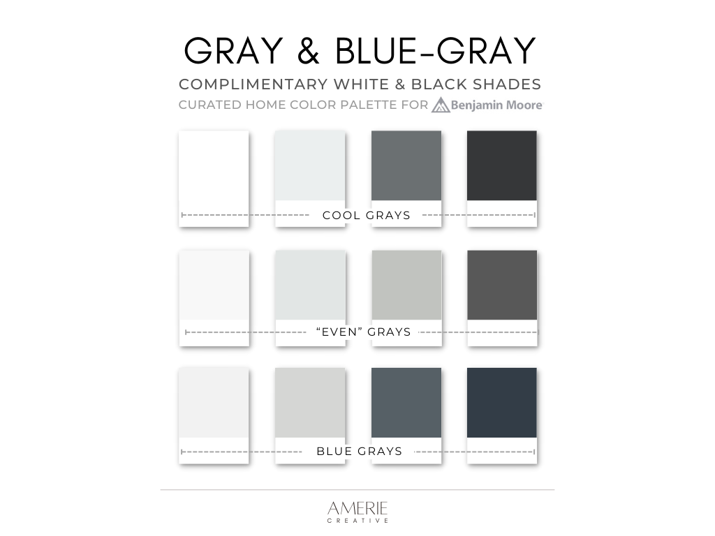 Cool Gray & Neutral Paint Color Palette Benjamin Moore whole house ...